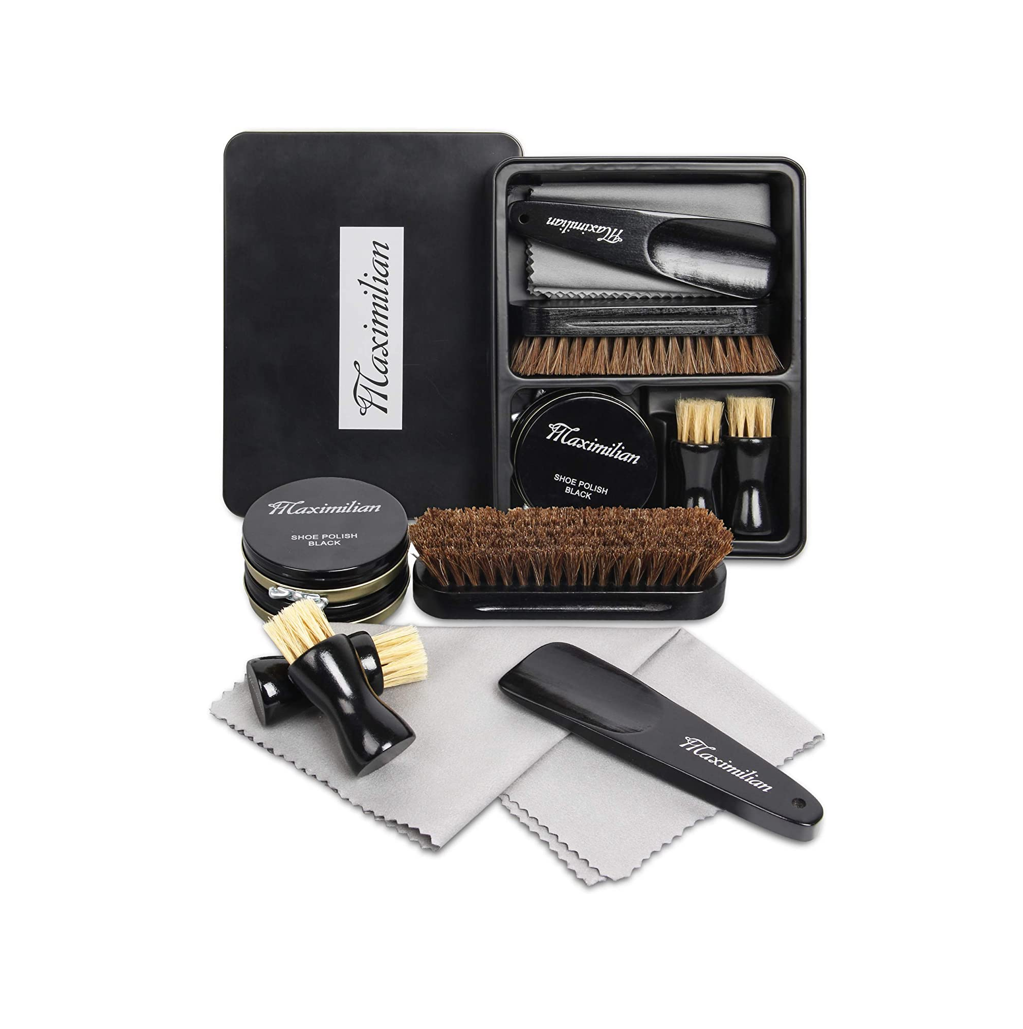 MAXIMILIAN Shoe Polish Kit 7 PC Leather Shoe Shining kit Care for Shoe ...
